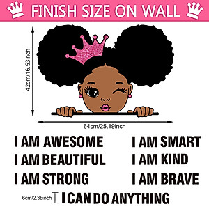 Black Girl Wall Decal Positive Saying African American Kids Inspirational Quote Black Girl Magic Pink Crown Wall Stickers for Girls Bedroom Living Room Decor