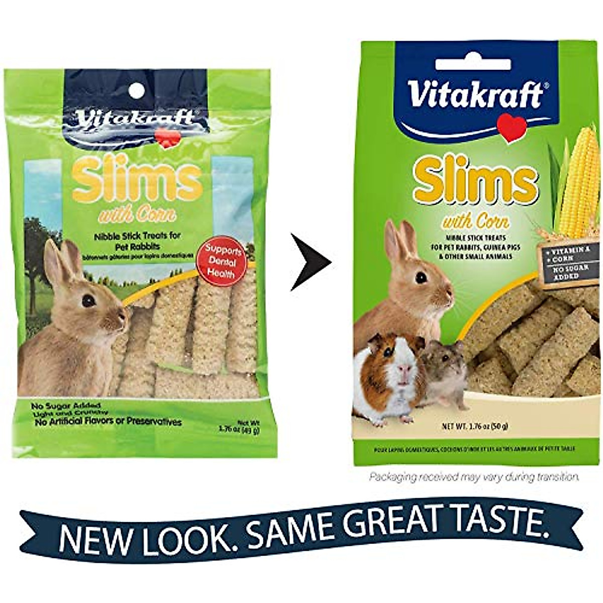 Vitakraft 12 Pack of Rabbit Treat Slims with Corn, 1.76 Ounces Each, No Sugar Added