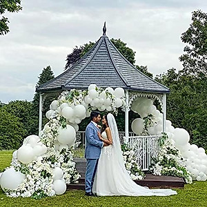 SANERYI White Balloons Garland Arch Kit (Pack of 150) Matte Latex Balloon Different Sizes for Wedding Baby Shower Decorations (18 10 5 Inch)