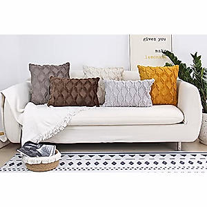 JOJUSIS Plush Short Wool Velvet Decorative Throw Pillow Covers Luxury Style Cushion Case Faux Fur Pillowcases for Sofa Bedroom Pack of 2 18 x 18 Inch Yellow