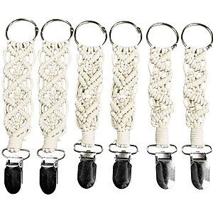 6 Pcs Hat Strap Clips for Travel, Hat Clip for Travel Handbag Backpack Luggage, Woven Fabric Hat Clips for Women, Kids, Adults, Outdoor Travel Accessory Chains