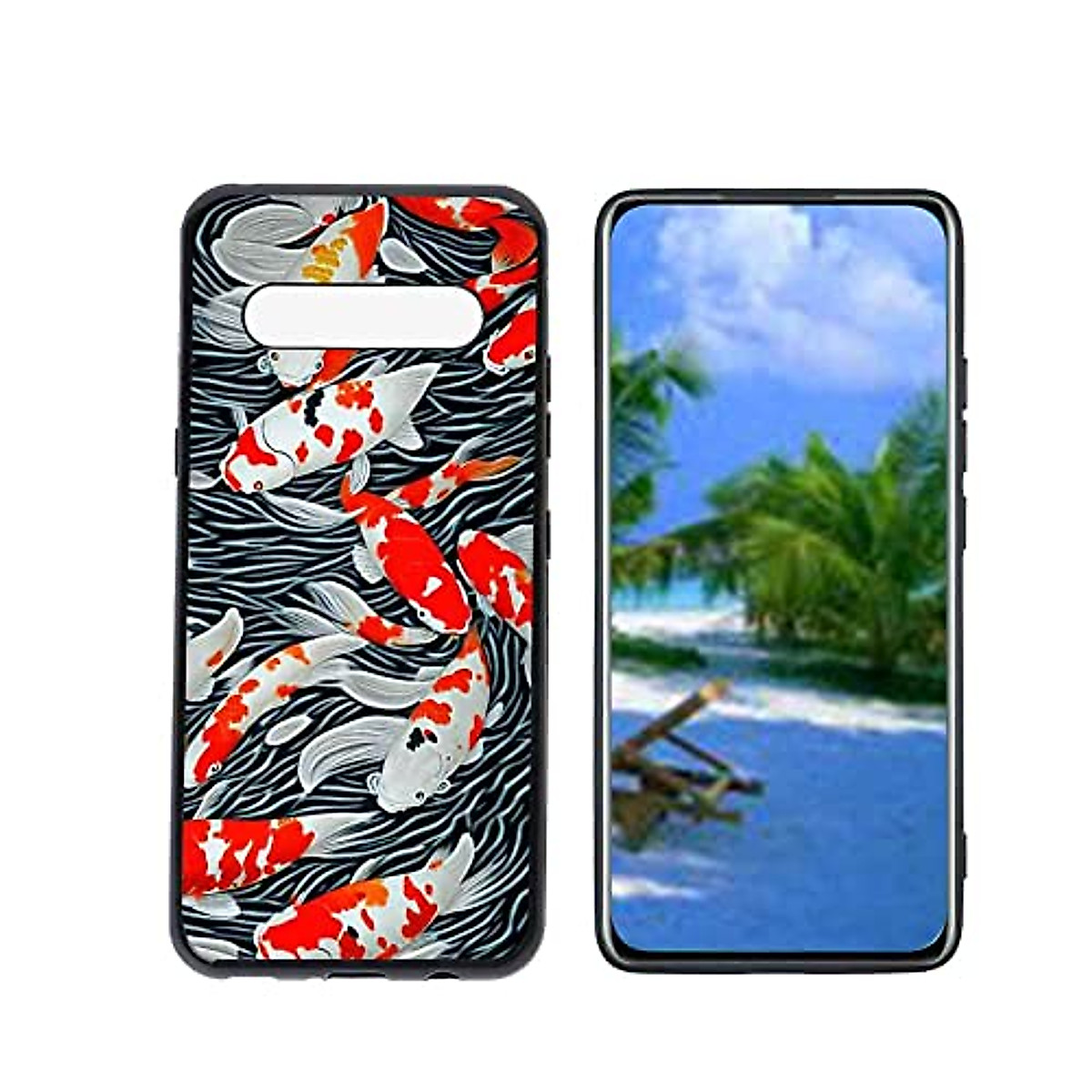 HEOLCULWO Compatible with LG V60 ThinQ 5G Phone Case, Koi-Fish-8 Case Silicone Protective for Teen Girl Boy Case for LG V60 ThinQ 5G