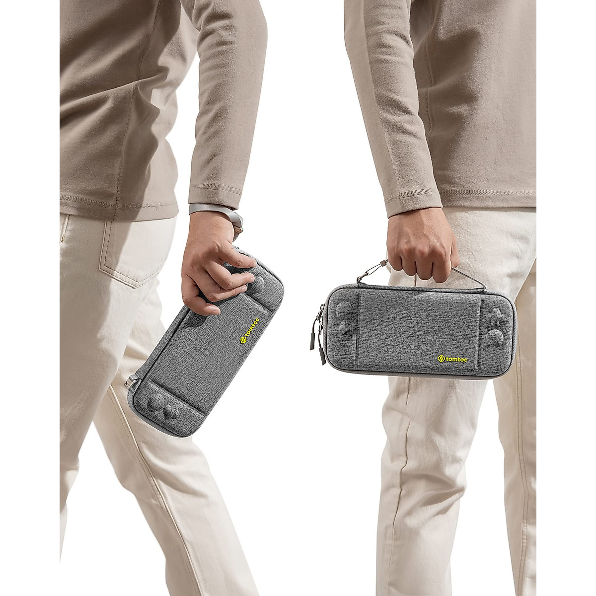 tomtoc Slim Carrying Case for Nintendo Switch / OLED Model, Protective Switch Sleeve with 10 Game Cartridges, Hard Portable Travel Carry Case, with Original Patent and Military Grade Protection, Gray