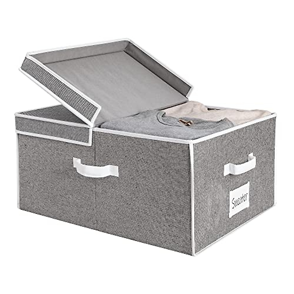 StorageWorks Closet Storage Bins with Clear Window 3 pack, 55L Closet Storage Organizer, Storage Bin with Double-Open Lid