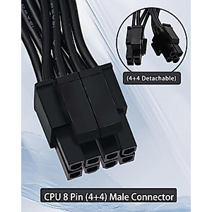 COMeap CPU Cable for Corsair PSUs, CPU 8 Pin Male to CPU 8 Pin (4+4 Detachable) Male EPS-12V Motherboard Power Adapter for Thermaltake ARESGAME Power Supply 25-inch(63cm)