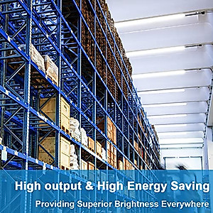 SHOPLED 8FT LED Shop Light Fixture, 90W 11700LM 6000K Cool White, D Shape, High Output, Clear Cover, T8 Linkable 8 Foot LED Tube Light for Garage with Plug, Warehouse, Workshop, 4 Pack