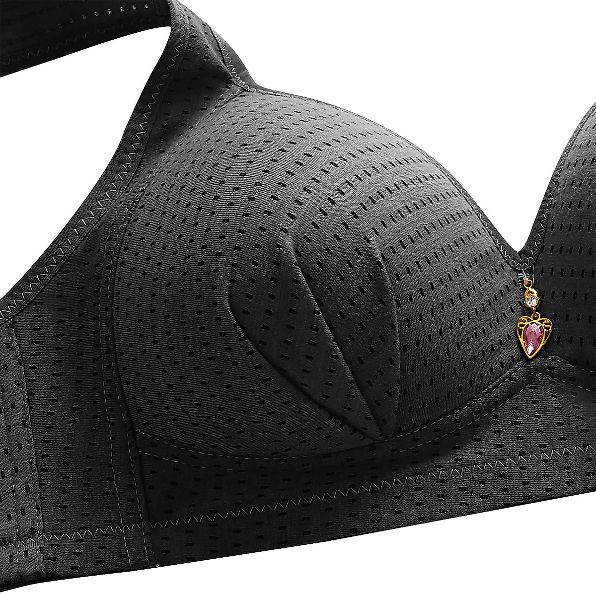 TIANEK Funny Gifts Under 5 Dollars Woman's Wireless Full Coverage Bralette Mesh Breathable Bra Underwear Push Up Comfort Corset Bra Cute Charm Daisy Bras Black