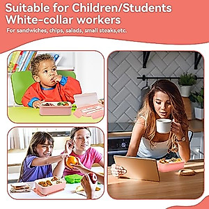 Alilizi Bento Box for Kids/Toddlers/Adults, 1400ML Insulated Lunch Box with 3 Compartments with Spoon & Fork, Durable for On-the-Go Meal, Food-Safe Materials and BPA-Free (Pink)