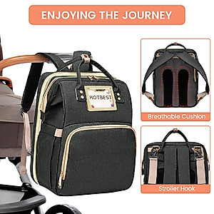 HOTBEST Baby Diaper Bag Backpack,Newborn Registry for Baby Shower Gifts, Portable Nappy Bags for Girls Boys, Multifunction Travel Stuff Maternity New Mom Gifts for Women, Black