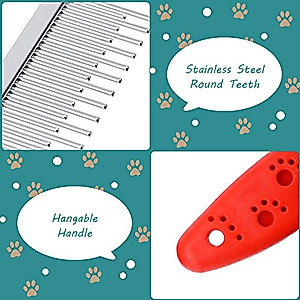 2 Pieces Pet Hair Buster Comb Small Pet Grooming Comb Stainless Steel Long and Short Teeth Comb for Small Animals Rabbits Hamsters Guinea Pigs, Red and Yellow