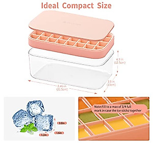 Ice Cube Tray With Lid and Bin - Silicone Ice Tray For Freezer | Comes with Ice Container, Scoop and Cover| BPA Free| Space Saving Ice Cube Molds