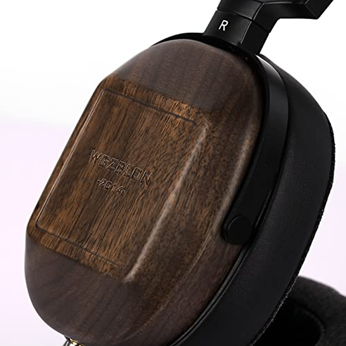 Linsoul BLON B60 50mm Beryllium-Coated Diaphragm HiFi Over-Ear Close-Back Headphone with Wooden Faceplate, Copper Cable, Stainless Leather Headband for Studio Musician Audiophile (BL-B60, Black)