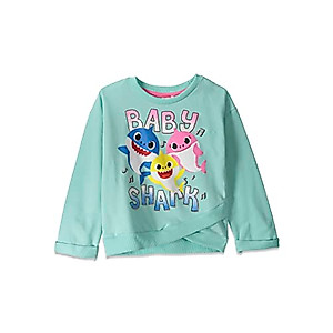 Pinkfong Baby Shark Toddler Girls Crossover Long Sleeve Top Legging Set Blue 5T