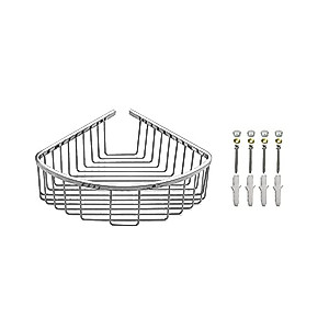 VIBORG Deluxe Solid Thick SUS304 Stainless Steel Wire Wall Mounted Single Tier Bathroom Corner Shower Basket Bath Caddy Shelf Organizer Storage Holder for Shampoo Conditioner. Polished mirror-like