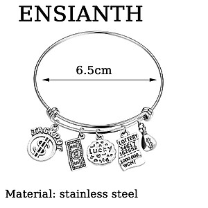 ENSIANTH Gambler Gift Ticket Bracelet Good Luck Jewelry Casino Gift Casino Lover Gift Lottery Bracelet (Lottery Bra)