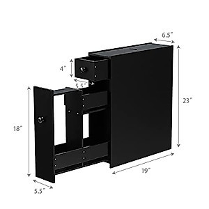 Tangkula Slim Bathroom Cabinet, Free Standing Storage Cabinet with Slide Out Drawers, Narrow Floor Bathroom Organizer Next to Toilet, Bathroom Toilet Paper Holder, 19 x 6.5 x 23 Inches (Black)