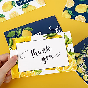 AnyDesign Lemon Thank You Cards Bulk 36 Pack Summer Thank You Cards with Matching Seal Stickers White Envelopes for Wedding, Baby Shower, Bridal Party and All Occasions