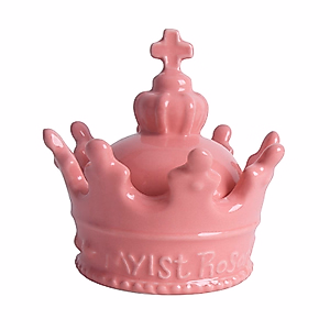 Vencer Ceramic Keepsake Box and Rosary Gifting Set, My First Rosary Cross for Boys and Girls,Pink,VBK-002P