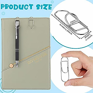 Crtiin 50 Pieces Metal Pen Clip Holder for Notebooks Stainless Steel Pen Clip for Paper Books Journals Clipboards for Office School (Silver)