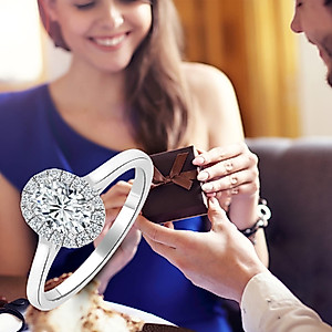 WSX 10/14/18k White Gold 1 Carat Engagement Moissanite Ring Band Oval Cut Wedding Promise Halo Ring for Women