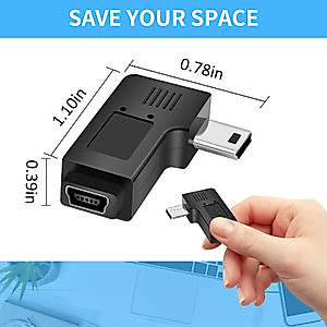 UCEC USB 2.0 Adapter Plug, Mini USB to Mini USB, Left and Right Angle Mini to Mini - Male to Female - Pack of 2