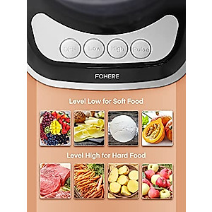 FOHERE Food Processor, 12 Cup, 4 Functions for Chopping, Slicing, Purees & Dough, Black