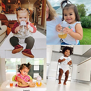 Bebamour Click Lock Weighted Baby Sippy Cups with Removable Handles No Spill Toddler Sippy Cups Transition Cups with Bottle Brush,Straw Cleaner Set(210 ML, PPSU,Purple)