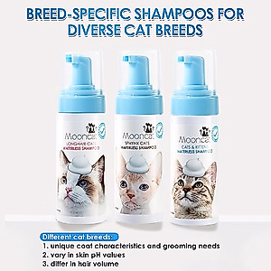 Mooncat Waterless Cat Shampoo+Cat Brush, Licking Safe Dry Shampoo for Cats, No Rinse Foam Cat Bath, Grooming for Cat, Kitten Sensitive Skin, Dander Reducing, Paraben Free, pH Balanced (5 oz)