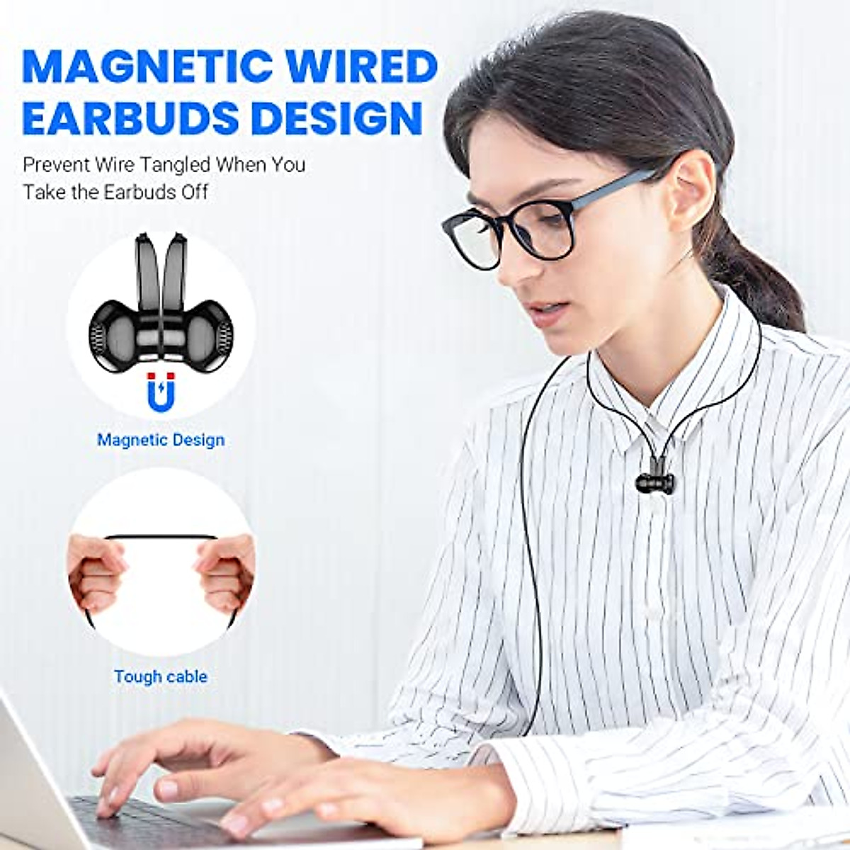 USB C Headphones for Samsung S22+ Ultra S23, Type C Headphones with Microphone HiFi Stereo Volume Control Magnetic in Ear Wired Earbuds for Galaxy A53 Flip 3 4 Pixel 7 Pro 6 6A OnePlus 11 10T Black