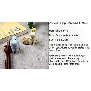 APULM cute ceramic trinkets Hippo chopstick rest 4 piece set