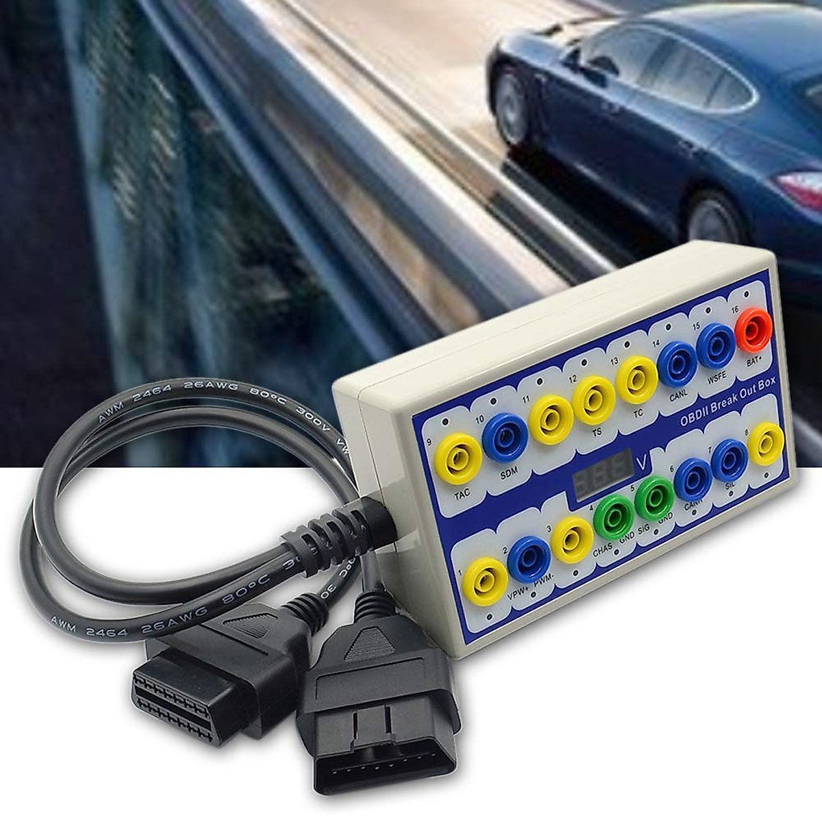 OBD 2 Breakout Box - OBD 2 Protocol Detector Tester Auto Car Tools Diagnostic Connector Breakout Box Detector Repair with Connection Cable