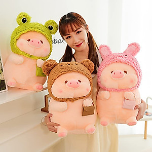 Gujuja 11.8 Inch Pig Plush Pillow Delicate and Lovely Pig Stuffed Animal Simulation Pig Plush Doll Toy for Family,Friends,Girlfriends and Kids