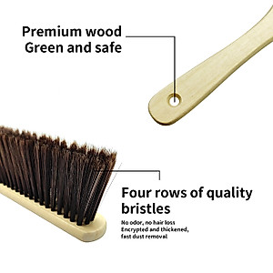 2 Pieces Natural Wooden Clean Hand Broom Brush, Dust Brush for Cleaning, Small Hand Whisk Broom for Bed Sofa Couch Car Clothes Furniture Fireplace Household Cleaning(Khaki)