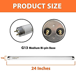 Konideke 8 Pack 24 inch F17T8 17 Watts Light Bulb 2 Foot Straight Fluorescent Tube T8 Tube Light Cool White 1400 Lumen G13 Medium Bi-Pin Cap 8 Count