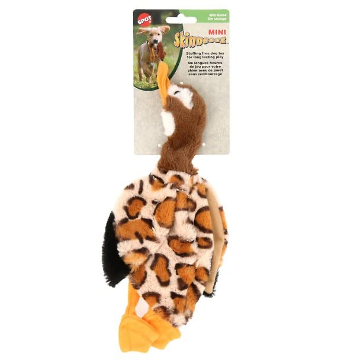 SPOT Skinneeez Stuffless Dog Toy with Squeaker | Plush Tug of War Goose Squeak Toy for Small and Large Dog Breeds | Small