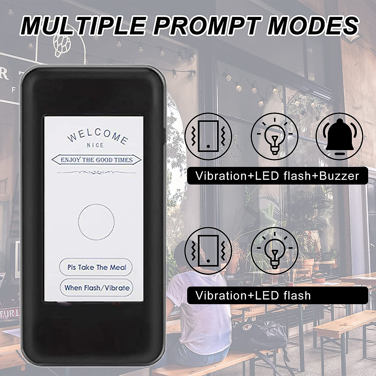 WWMFS Restaurant Pager System 16 Pagers, Wireless Social Distance Restaurant Waiting Buzzer System, Guest Calling Pagers and Beepers for Food Truck, Church, Nursery, Hospital (Black-16 Pagers)