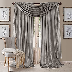 Elrene Home Fashions Athena Faux Crushed-Silk Window Curtain Panel and Valance Set, 52"x95" (2 Panels) & 1 Valance, Sterling