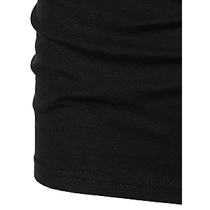 HOOD CREW Man’s Polo Shirt Casual Basic Designed V-Neck Tee Shirts Black XL