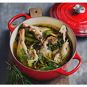 Le Creuset 8 Piece Multi-Purpose Enameled Cast Iron with SS Knobs, Stoneware, and Toughened Nonstick PRO Fry Pan Complete Cookware Set - Cerise