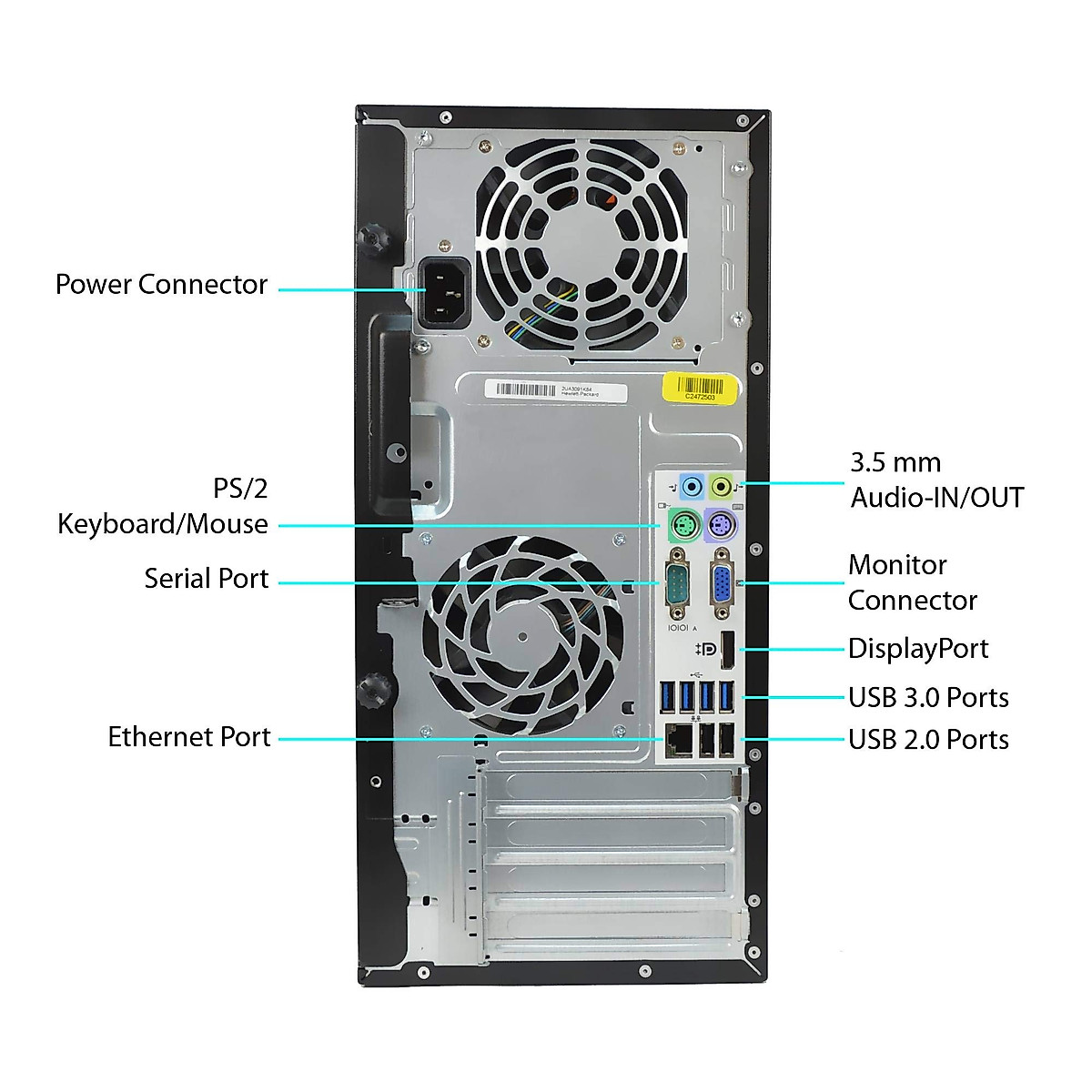 HP Compaq Elite 6300 Tower Business Desktop Computer, Intel Quad-Core i5-3470 up to 3.60GHz, 8GB RAM, 256GB SSD + 500GB HDD, DVD, WiFi, USB 3.0, Windows 10 Professional (Renewed)