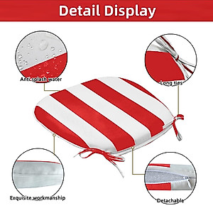 UNWAAT Outdoor Chair Cushions Set of 2,17"x 16" x 2" Comfortable and Wear-Resistant Furniture Cushions with Ties Anti Splash Water Chair Cushions for Courtyards Balconies Gardens,Etc (Red white)