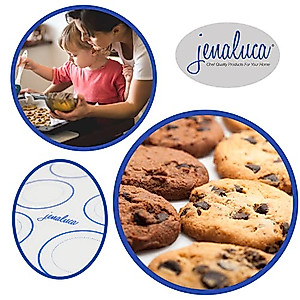 Jenaluca Silicone Baking Mat 2 Pack Non Stick with Cookie Measurements Heat Resistant for Cookies & Other Pastries or Meat,Pastry Mat,Non Slip- 16.5 x 11.6