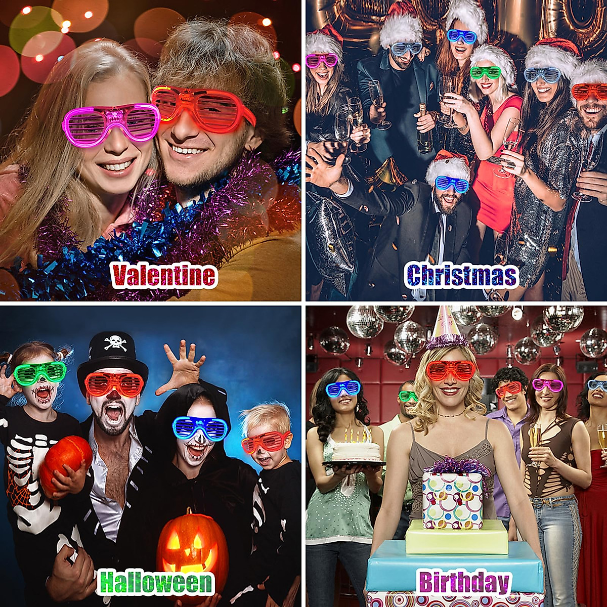 25 Packs LED Glasses 5 Neon Colors glow in the dark party supplies Favor for Kids Adult Glow sticks Light Up Glasses fit Holiday Birthday Valentine's Day and Halloween Party Supplies Cosplay Christmas