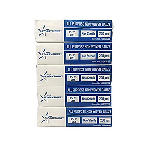 2"X2" Non-Woven 4-Ply Dental Medical Gauze Pad, Non-Sterile All Purpose Gauze Sponges, 4-Ply Cotton Filled Sponges Provide Maximum Absorption (1000 PCS (5 Pack))