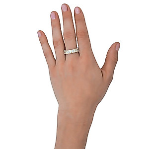 Maya J Eternity Ring - Emerald-Cut, with Artisan Fashioned Gemstones, Light Yellow, Size 6