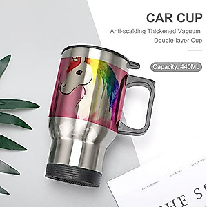 Rainbow Unicorn 14 Oz Travel Coffee Mug Stainless Steel Vacuum Insulated Cup with Lid