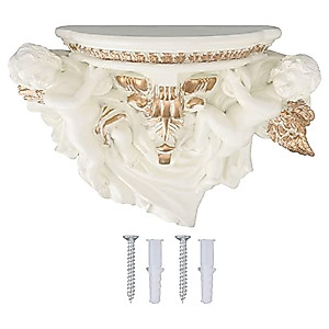 Tgoon Angel Wall Shelf, Stable Exquisite Wall Shelf Resin for Bedroom(Beige Gold)