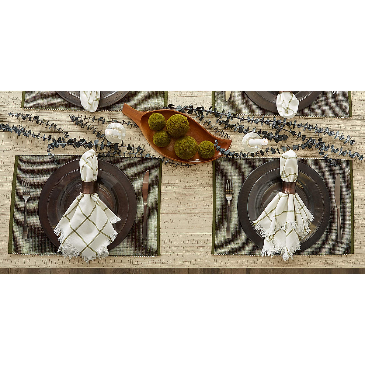DII Two-Toned Collection Tabletop, Placemat Set, Sage, 6 Piece