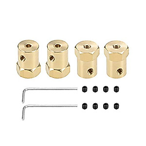 uxcell Hex Coupler 3mm Bore Motor Hex Brass Shaft Coupling Connector for Car Wheels Tires Shaft Motor 4pcs