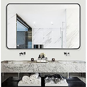 CKCY Black Bathroom Mirror 30x40, Large Mirror 30 x 40 Inch for Wall, Thicken Metal Frame Mirror 40x30 Wall Mounted Decor Mirror 30 by 40 Rectangle Hanging Horizontal or Vertical